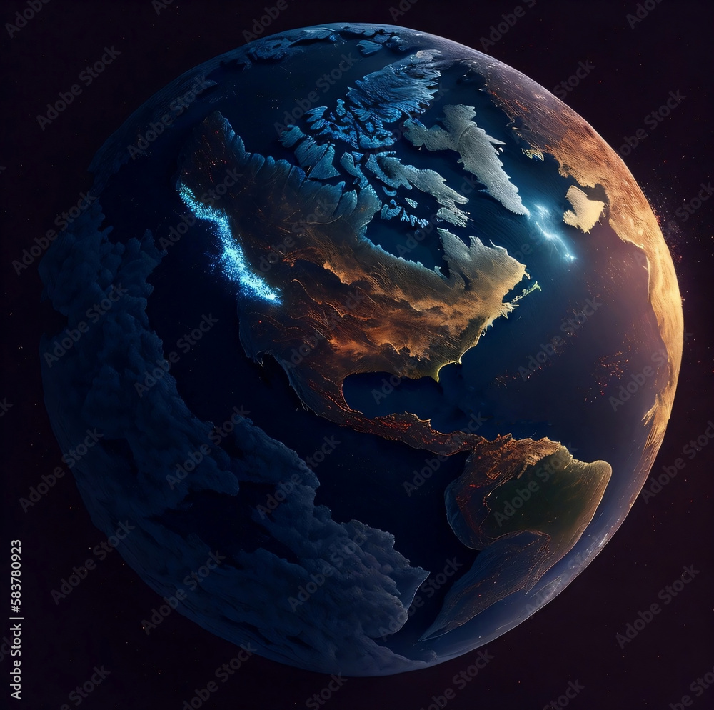 Award-winning concept art, a highly detailed of the earth at the other ...