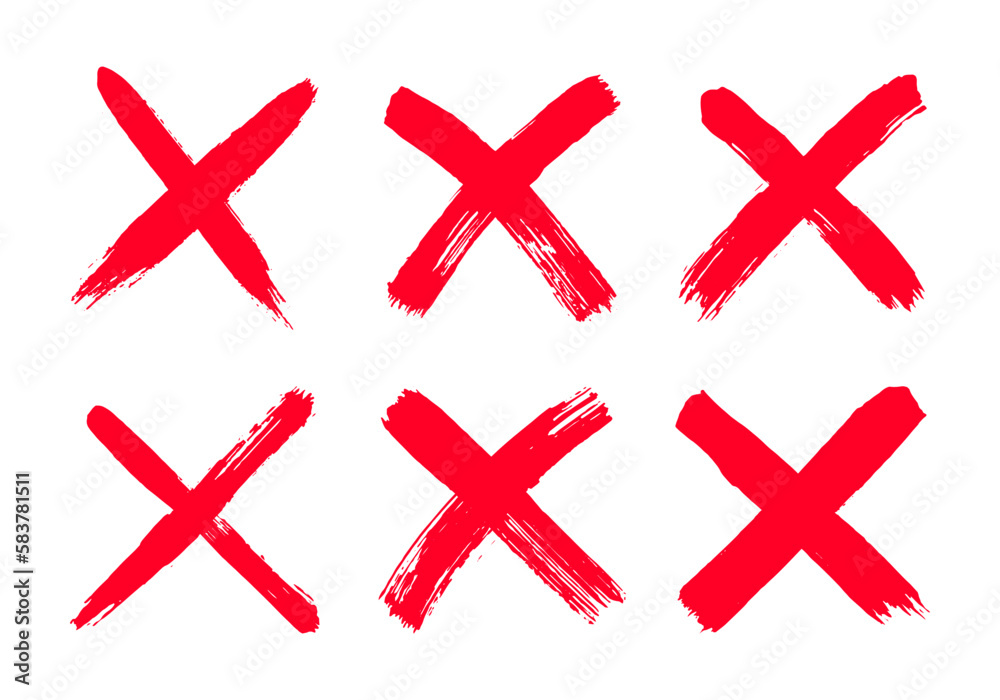 Dirty grunge hand drawn with brush strokes cross x vector illustration ...