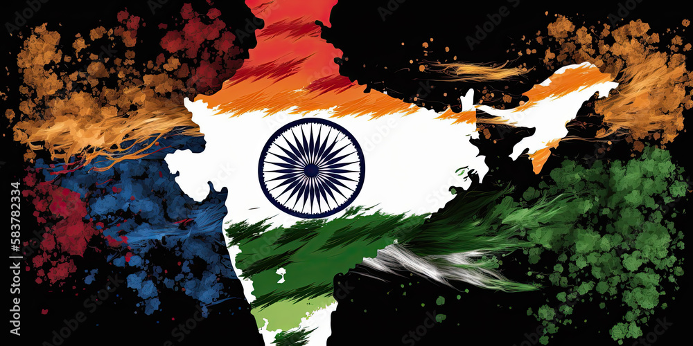 India's map in flag colors - Generative AI Stock Illustration | Adobe Stock