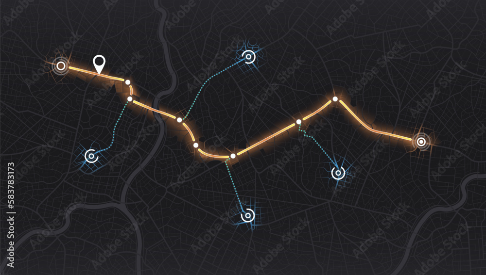 Location tracks dashboard. City street road. City streets and blocks ...