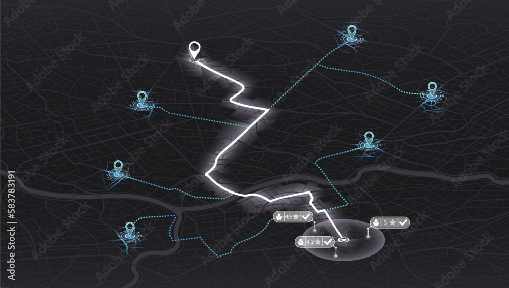 Isometric Gps map navigation to own house. City top view. View from ...
