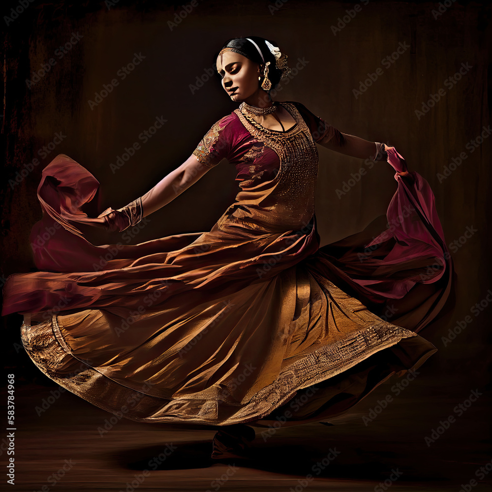 Beautiful illustration of kathak dancer, generative AI Stock ...