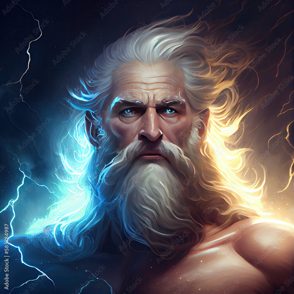 Beautiful portraits of Zeus God, generative AI Stock Illustration ...