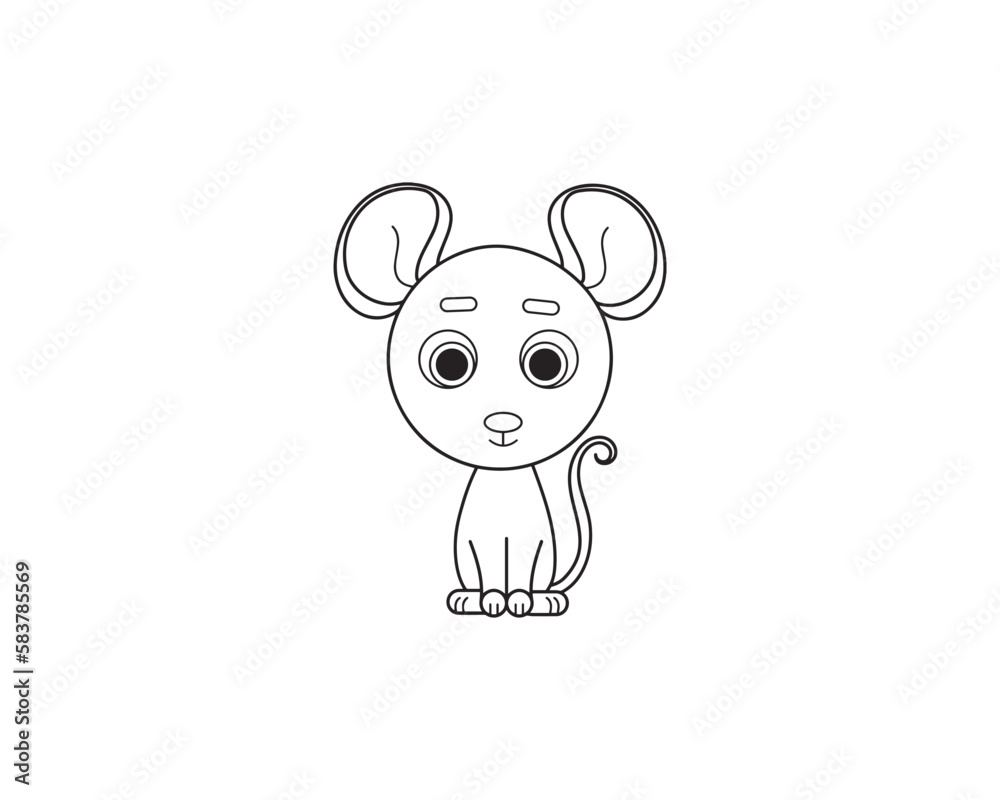 White mouse vector isolated outline icon. White mouse animal vector ...