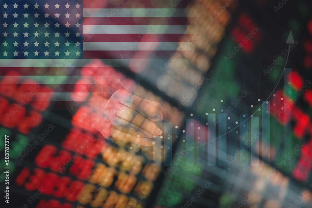 Stock market investment trading financial. United States flag to ...