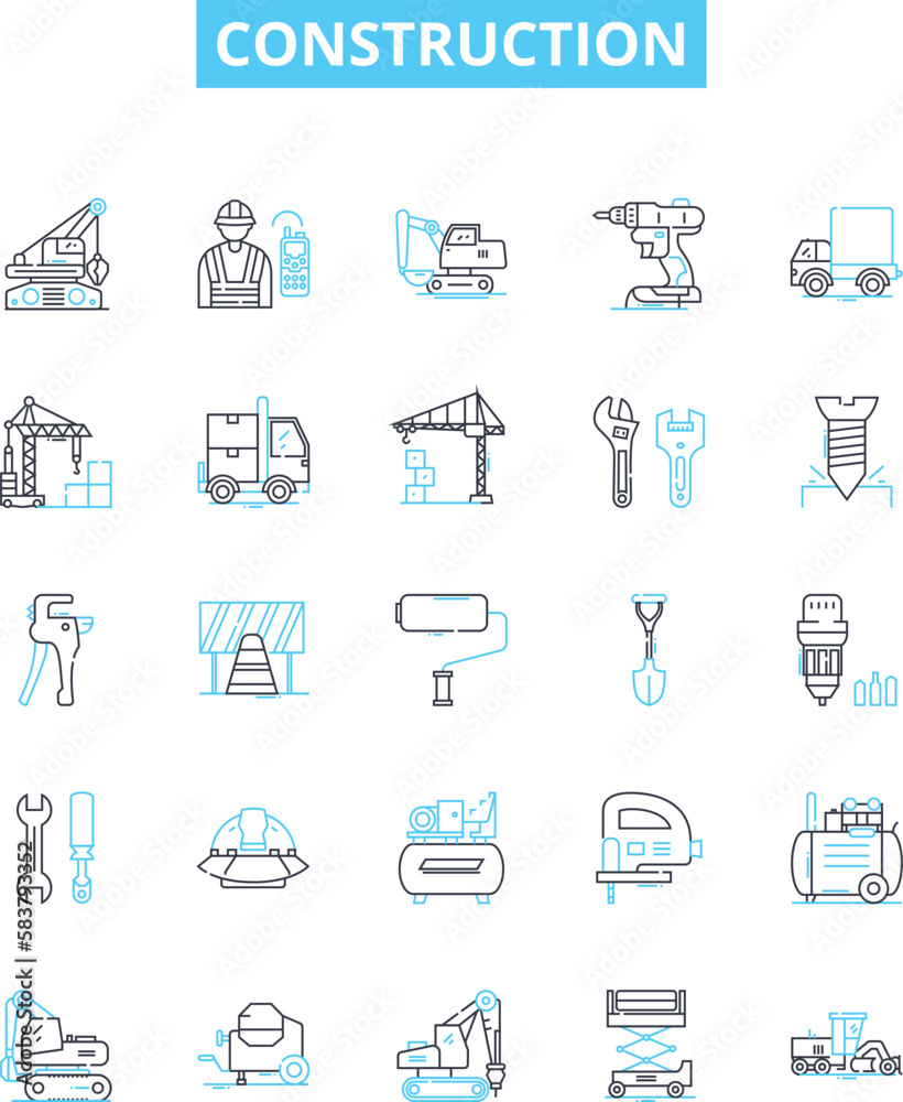 Construction vector line icons set. Build, Structure, Construct ...