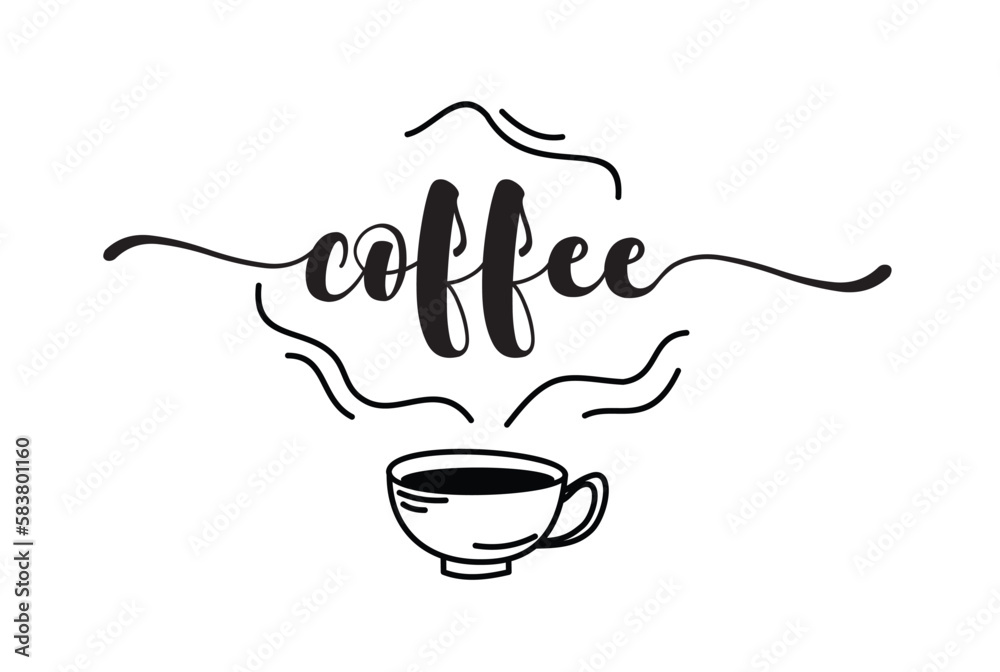Coffee. Vector logo word. Design for poster, flyer, banner, menu cafe ...