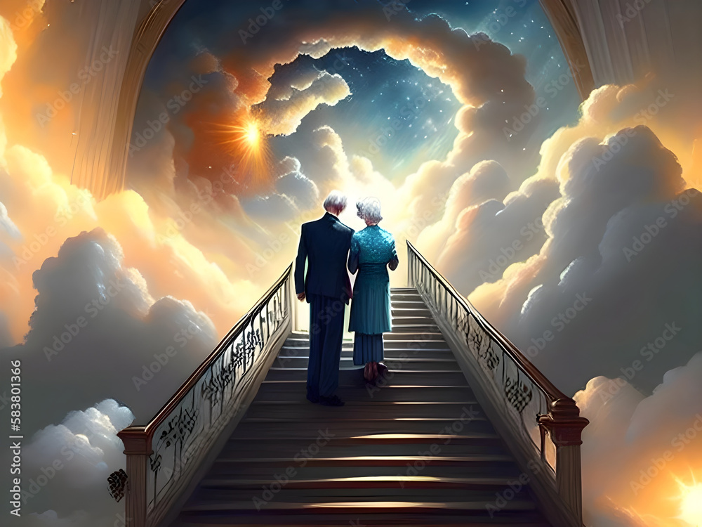 artificial intelligence generated image of the human figures ascend a ...