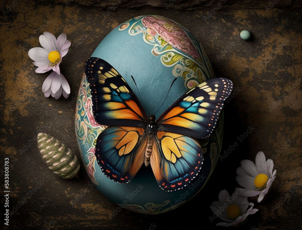 Butterfly Transformation: A butterfly emerging from an Easter egg, the ...