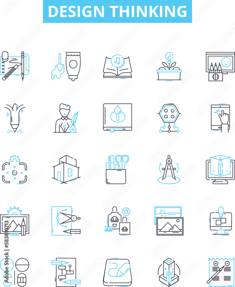 Fototapeta mapa świata dla dzieci Design thinking vector line icons set ... Fototapeta mapa świata dla dzieci Design thinking vector line icons set ...