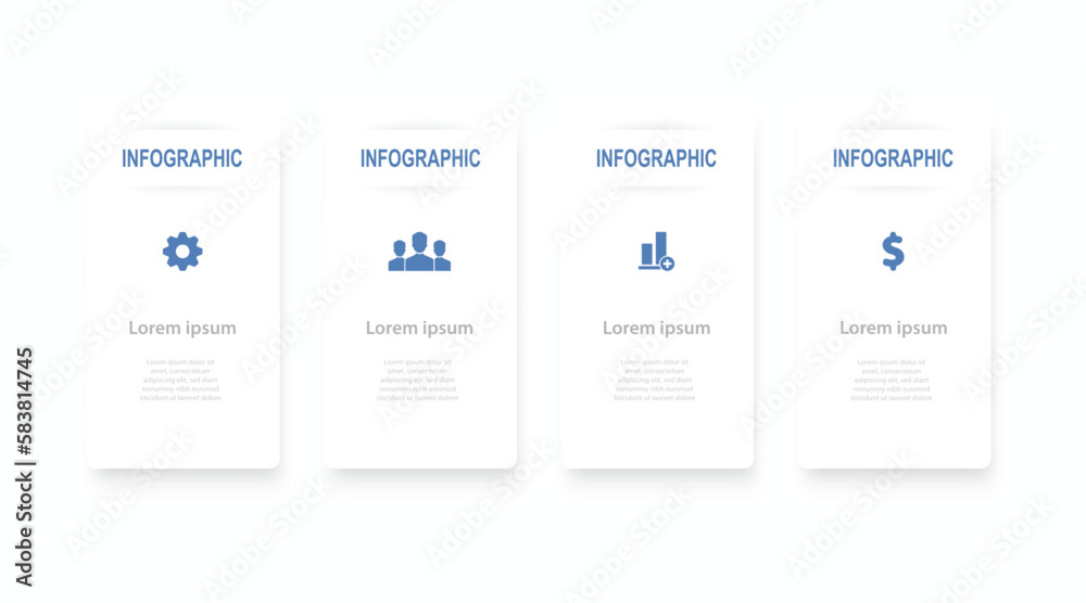 Photo & Art Print Infographic 4 steps Rectangle template business data ...