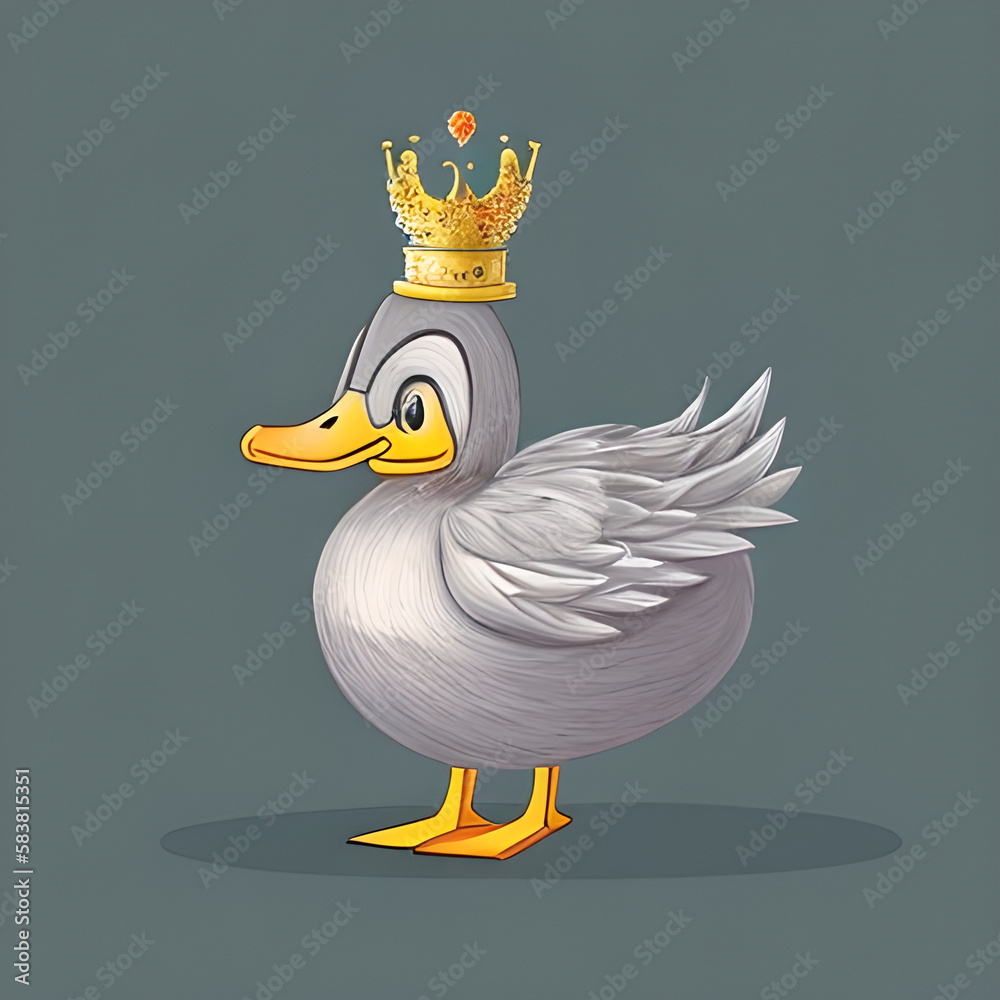 Cartoon Ente mit Krone auf dem Kopf Stock Illustration | Adobe Stock