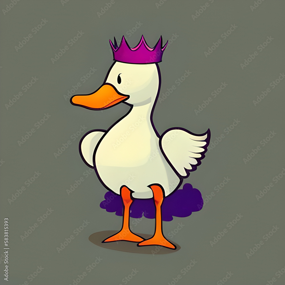 Cartoon Ente mit Krone auf dem Kopf Stock Illustration | Adobe Stock