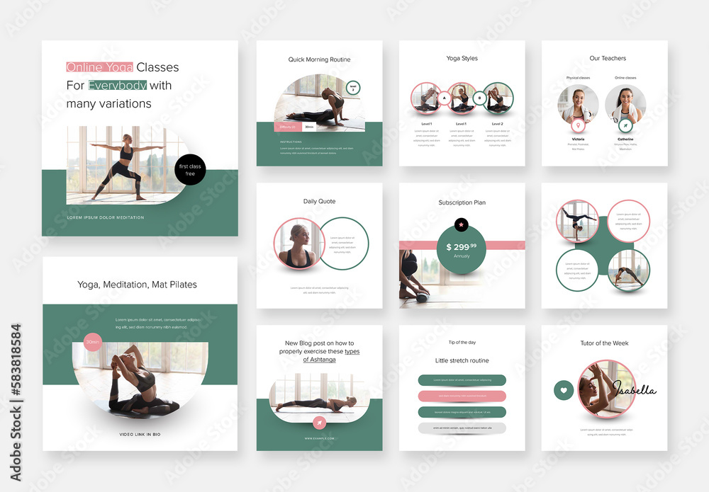 12 Yoga Social Media Post Layouts Stock Template | Adobe Stock