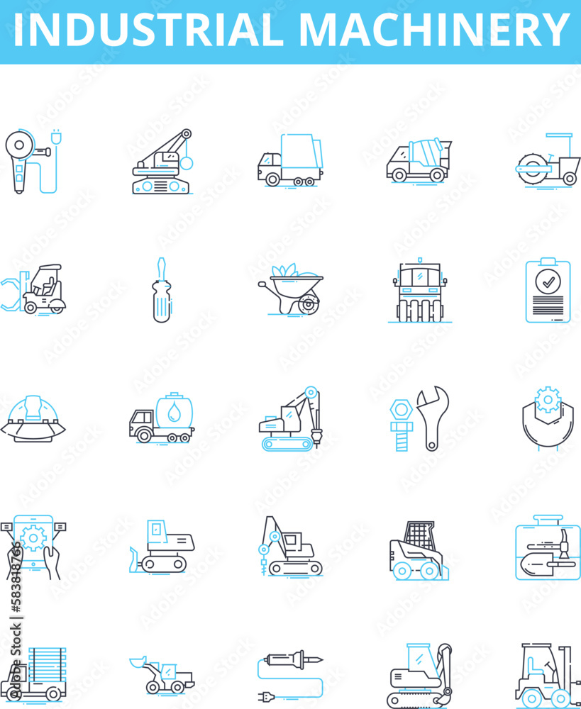 Industrial machinery vector line icons set. Industry, Machinery ...