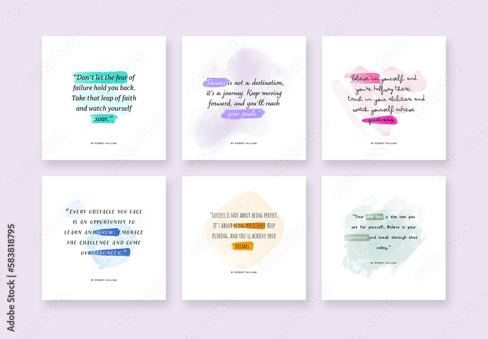 Creative Quote Layouts With Watercolor Highlighters of Text Stock ...