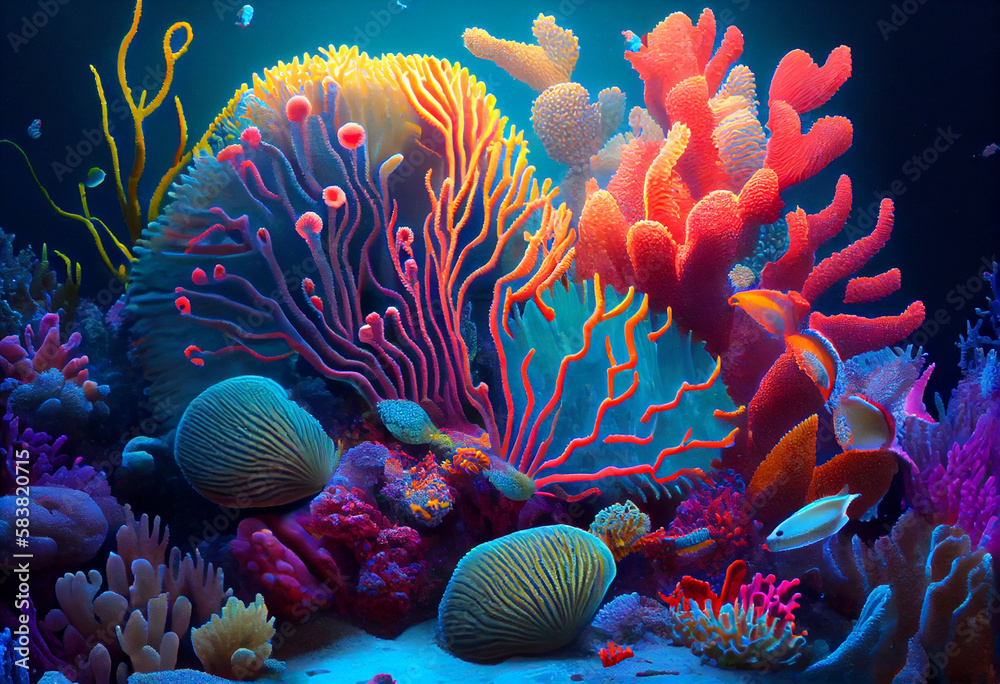 Beautiful abstract coral reefs concept, contemporary colors and mood ...