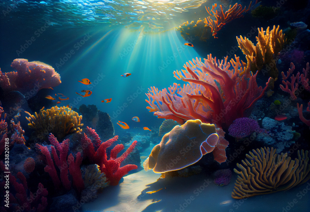 Beautiful abstract coral reefs concept, contemporary colors and mood ...