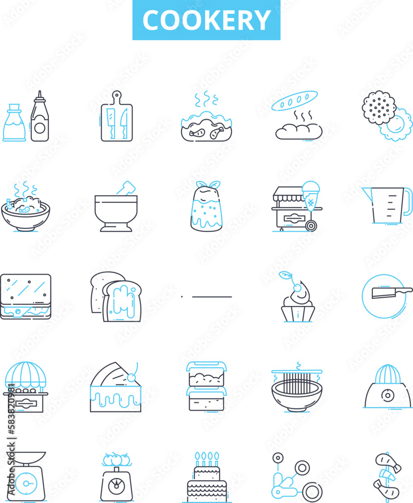 Cookery vector line icons set. Ingredients, Recipe, Measurement ...
