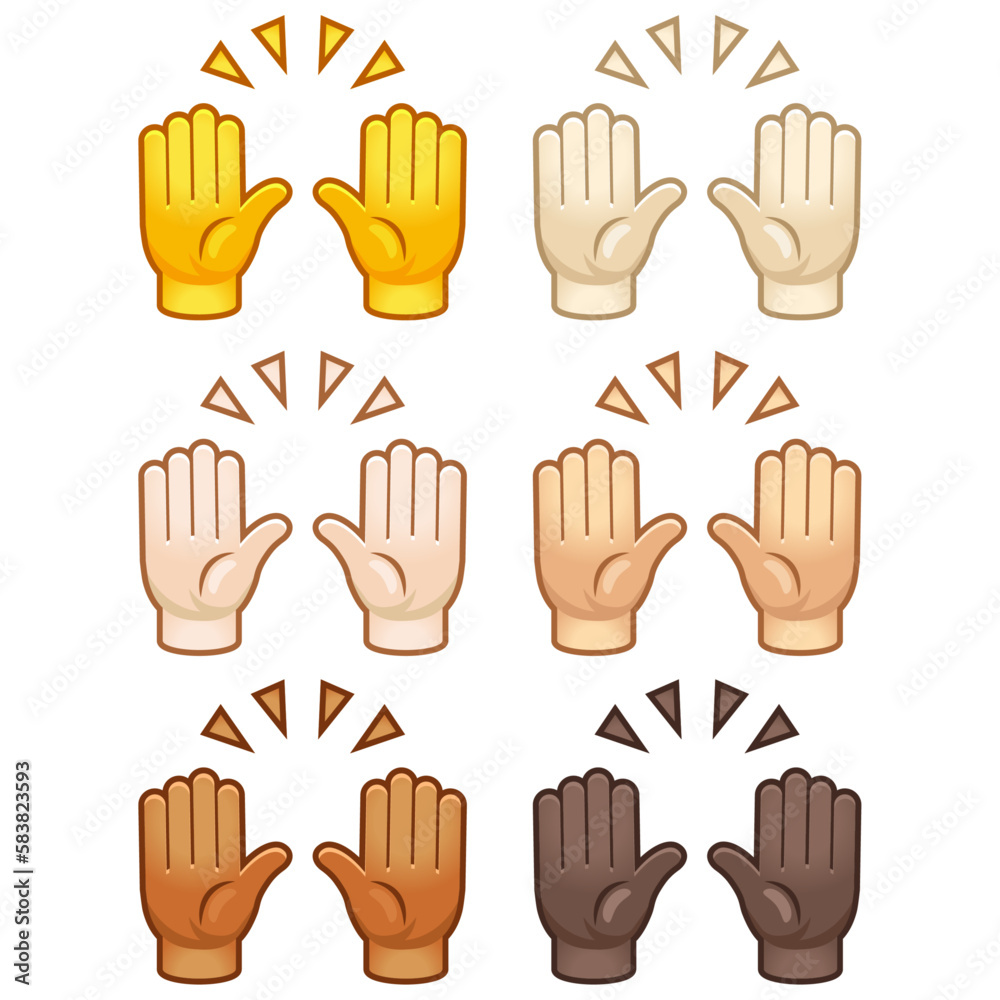 Different mood emoji. Emotional hands up hi hello emoji hand set of ...