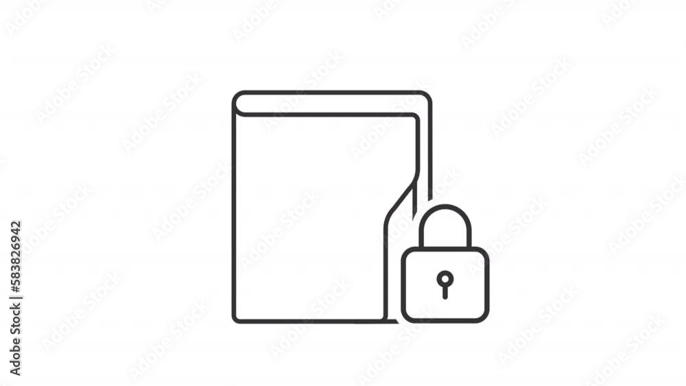 Animated file security linear icon. Secured information. Access to ...