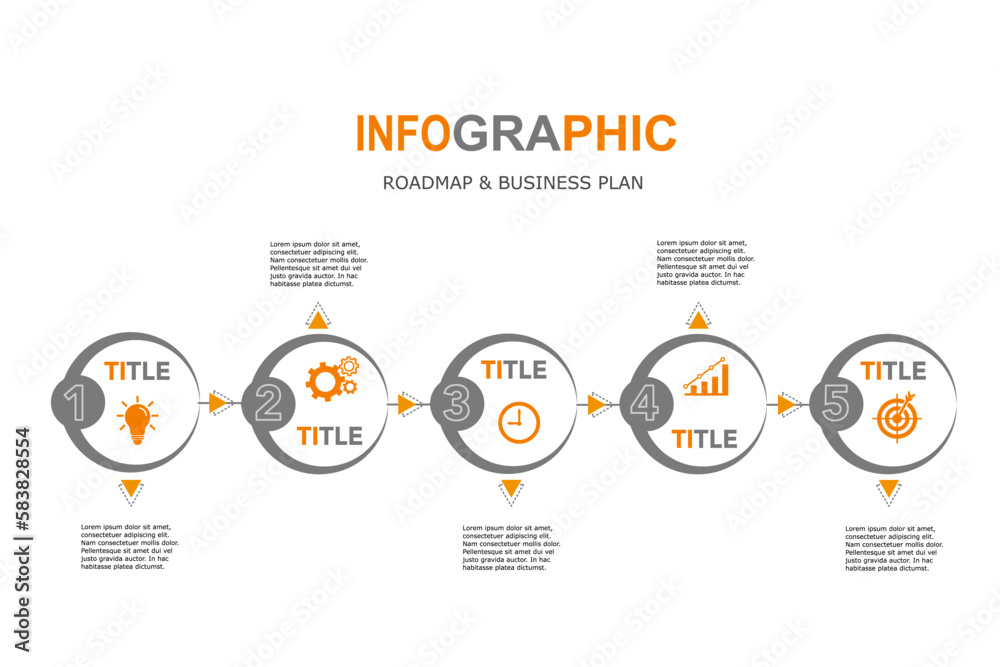 Infographic template for business plan ,strategy, roadmap. 5 Steps ...