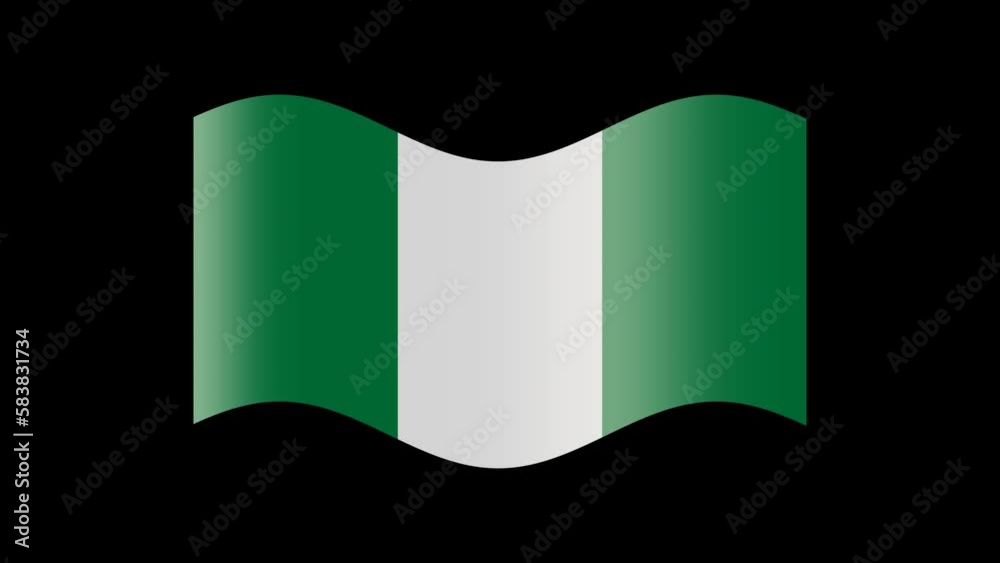 Animated nigeria flag. Nigerian flag icon. The waving glossy banner of ...