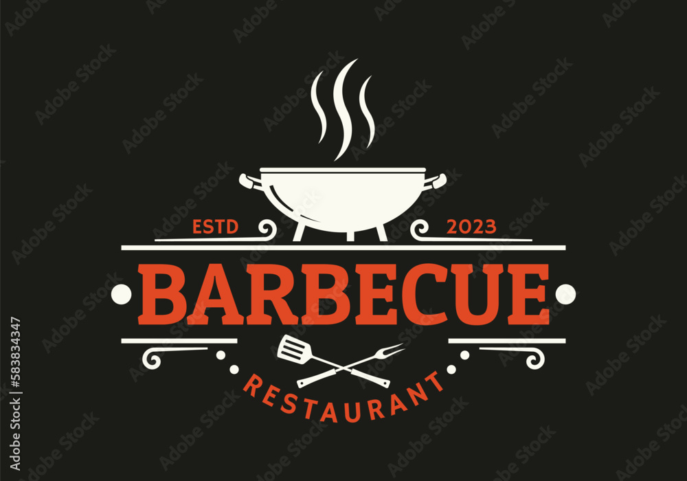 Barbeque logo. BBQ icon or label. Grill bar, restaurant, steak house ...