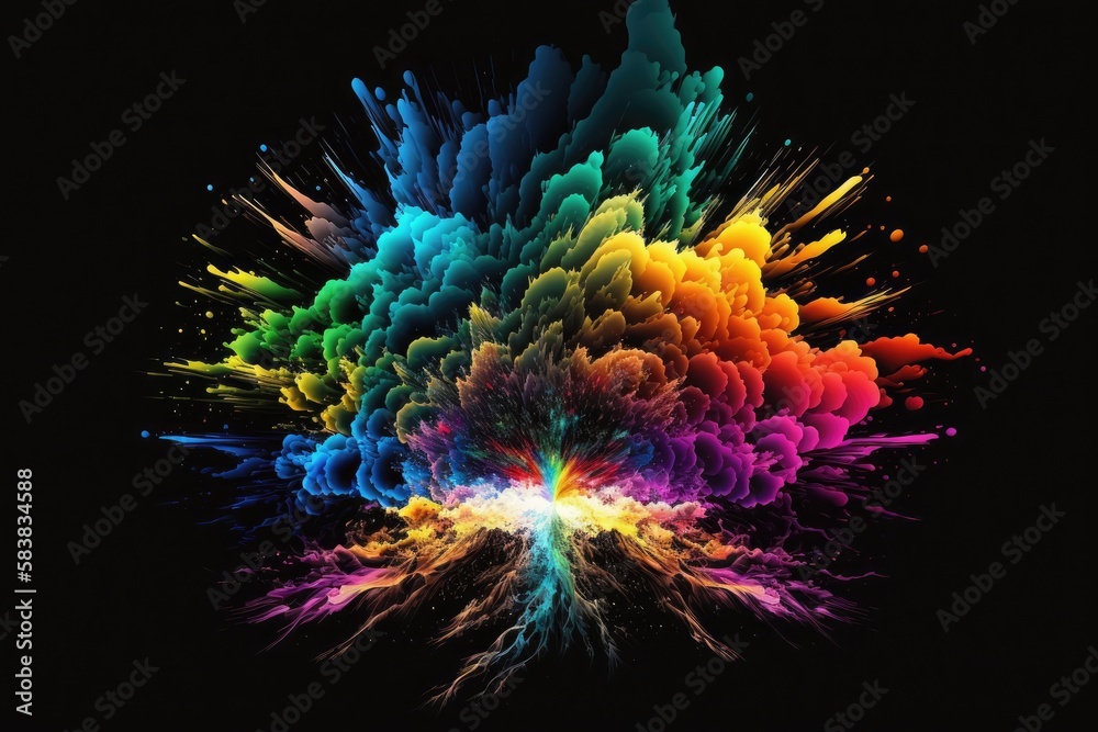 abstract rainbow gas explosion with beautiful patterns and trails on ...