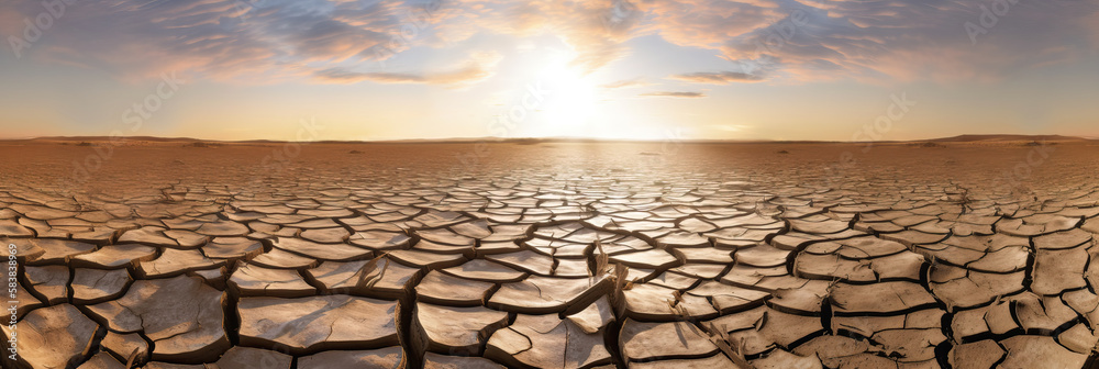 Dried barren terrain panorama, desertification concept, generative AI ...