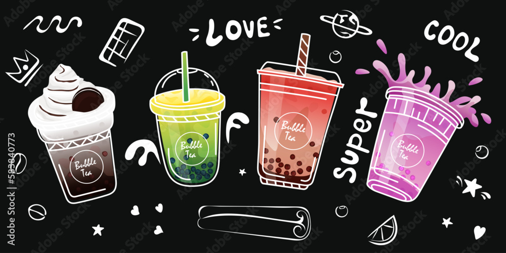 Bubble milk tea poster. Pearl milk tea , Boba milk tea, Yummy drinks ...
