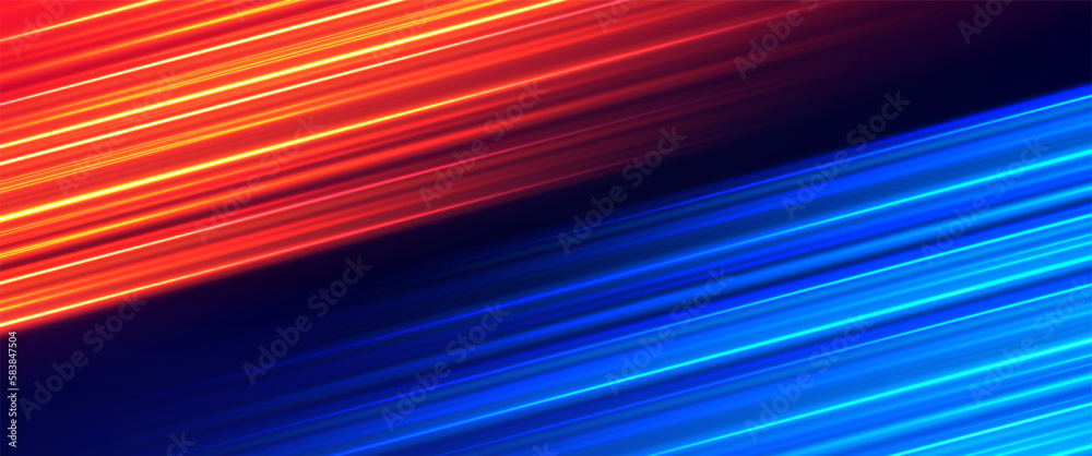 Red blue fast lines. Fast dynamic background. Speed Hot and cold. Light ...
