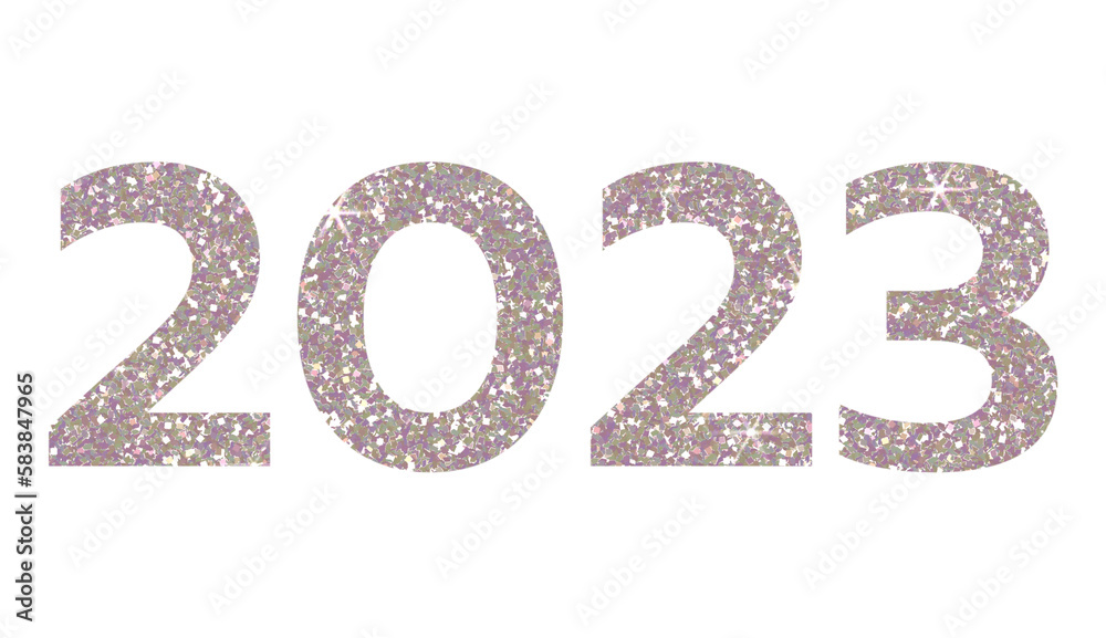 2023 White glitter symbol on transparent background. 2023 YEAR. Design ...