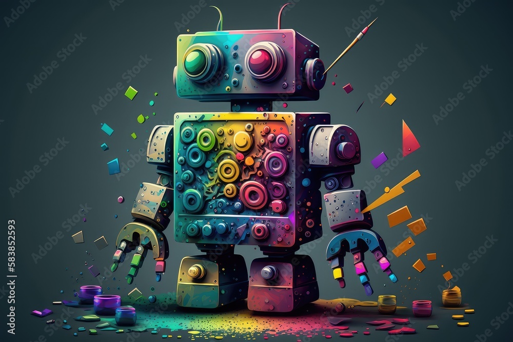 chatbot robot, creating piece of art by mixing and matching different ...