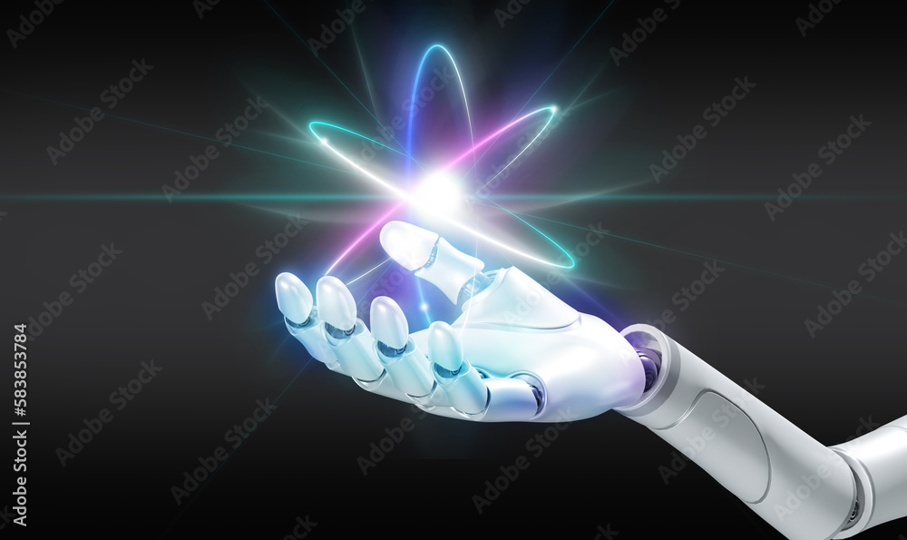 Robotic hand, AI, activates nuclear or atomic energy. The uses of ...