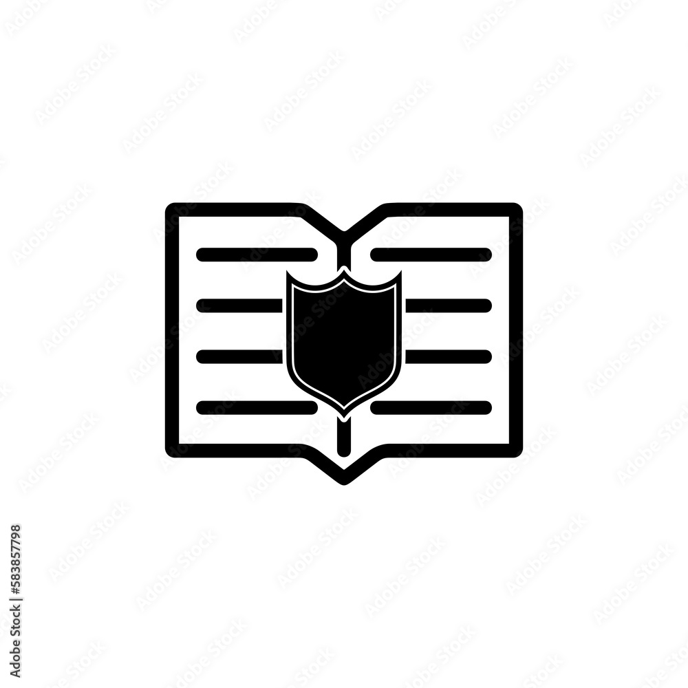 Shield and Book Logo Sign isolated on transparent background Stock ...