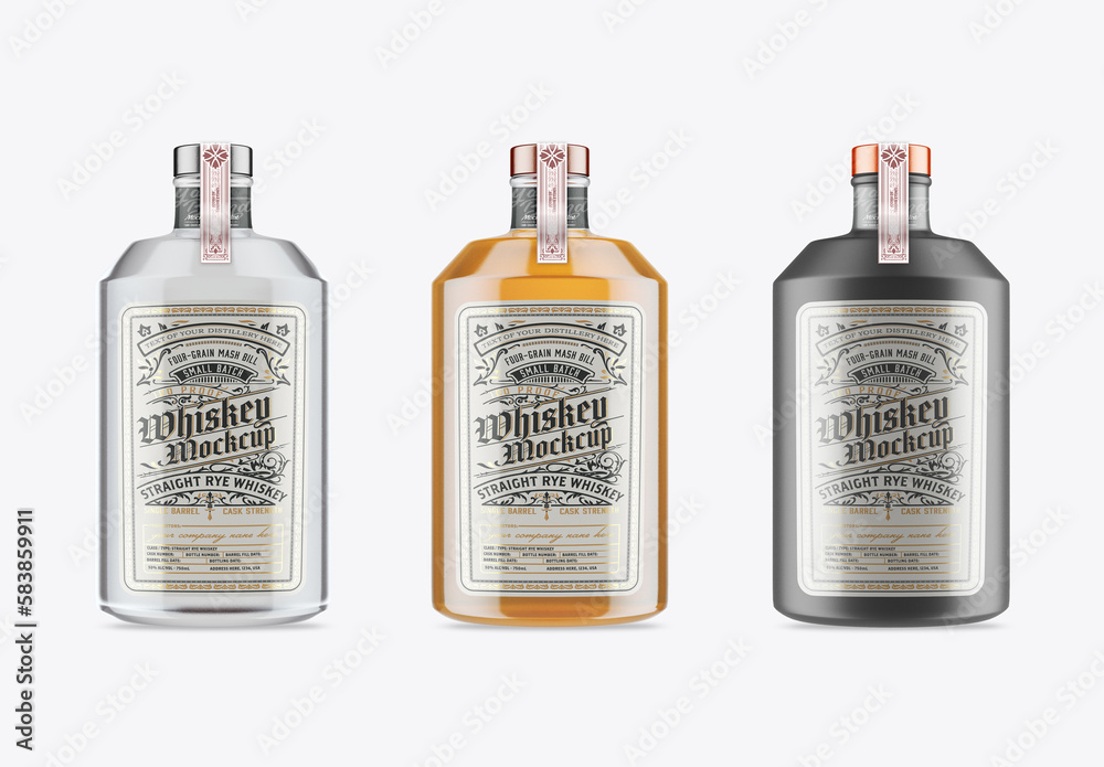 Set 3 Liquor Bottles Mockup Stock Template | Adobe Stock