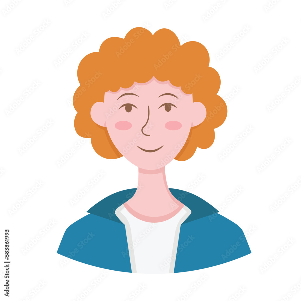 Doodle Flat Clipart. Simple portrait, avatar of a young man. All ...