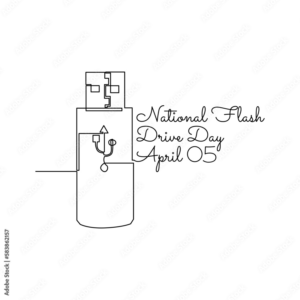 single line art of national flash drive day good for national flash ...