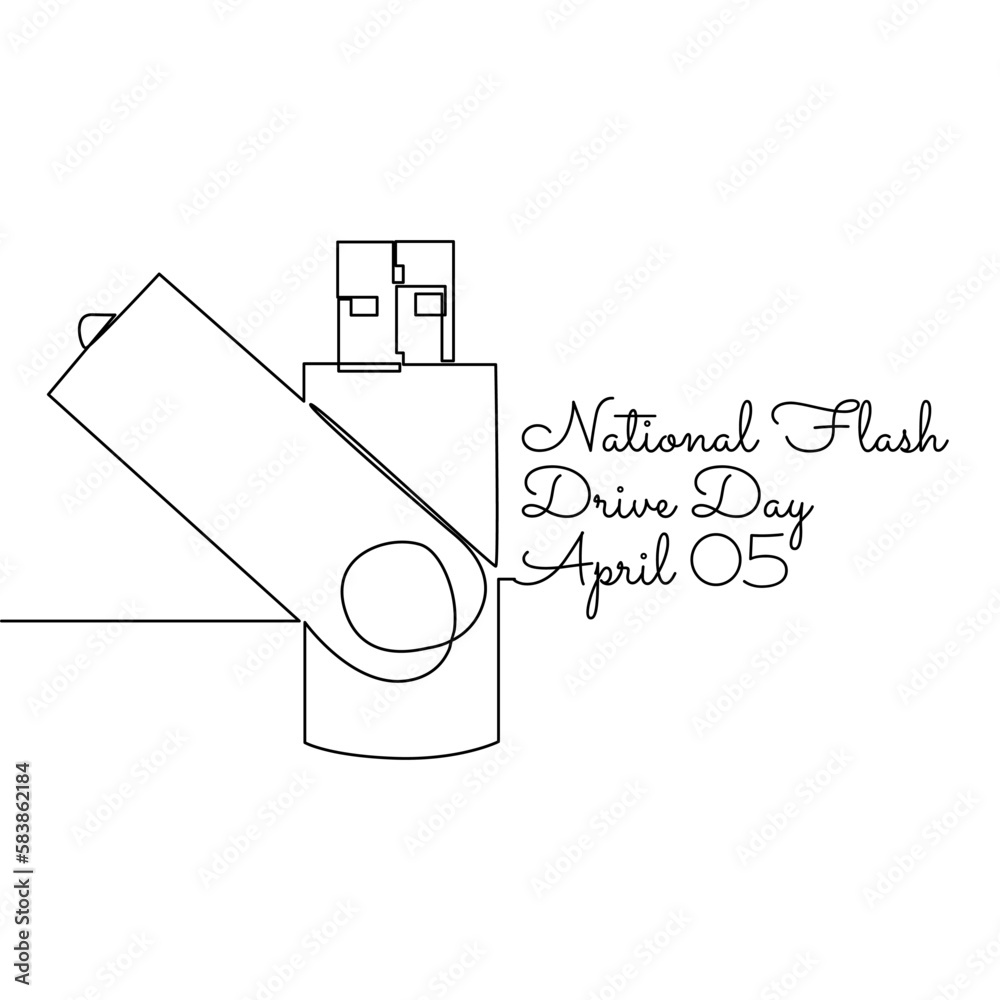 single line art of national flash drive day good for national flash ...