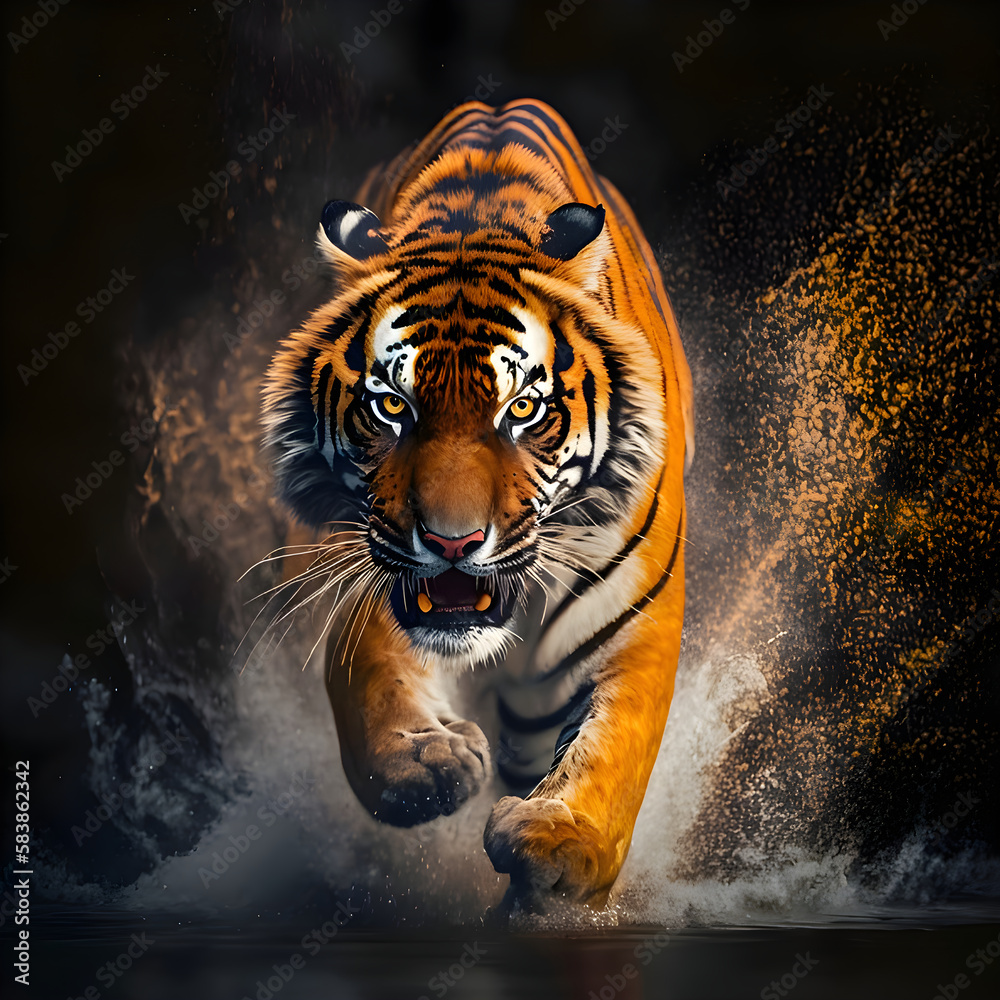 capture the details and movements of the tiger and fire using ...
