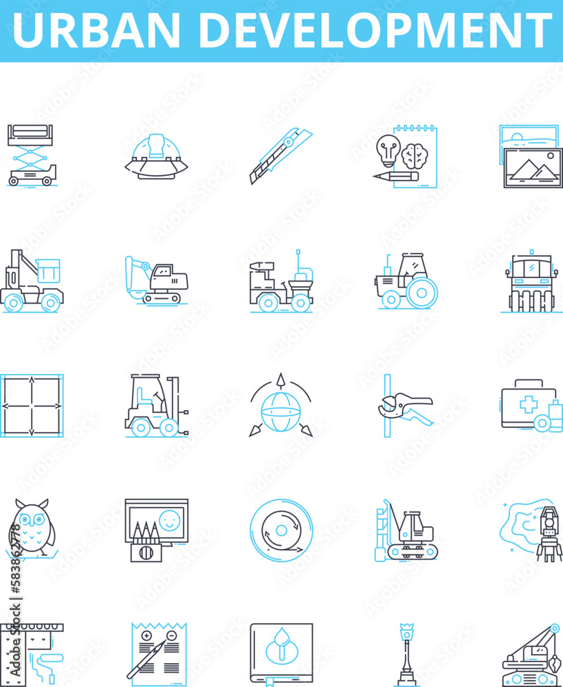 Urban development vector line icons set. Urban, Development, Cities ...
