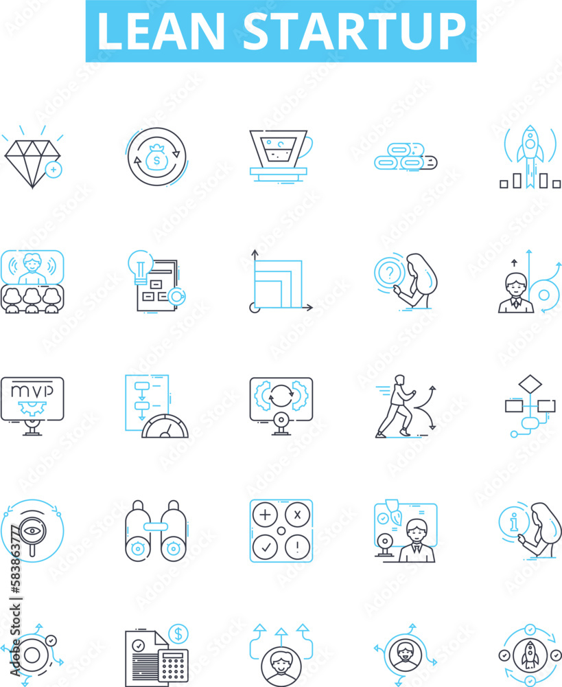 Lean startup vector line icons set. Lean, Startup, Iterate, MVP, Agile ...