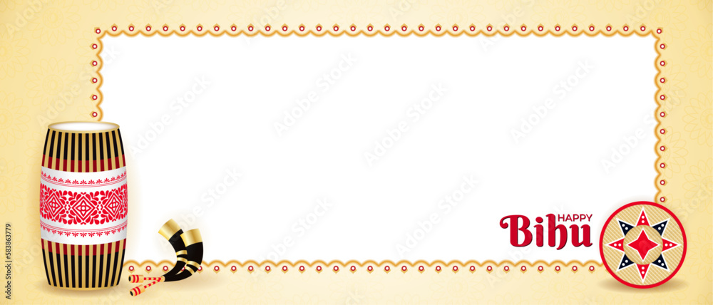 Happy Bihu Assam New Year Horizontal Banner. Space for text ...