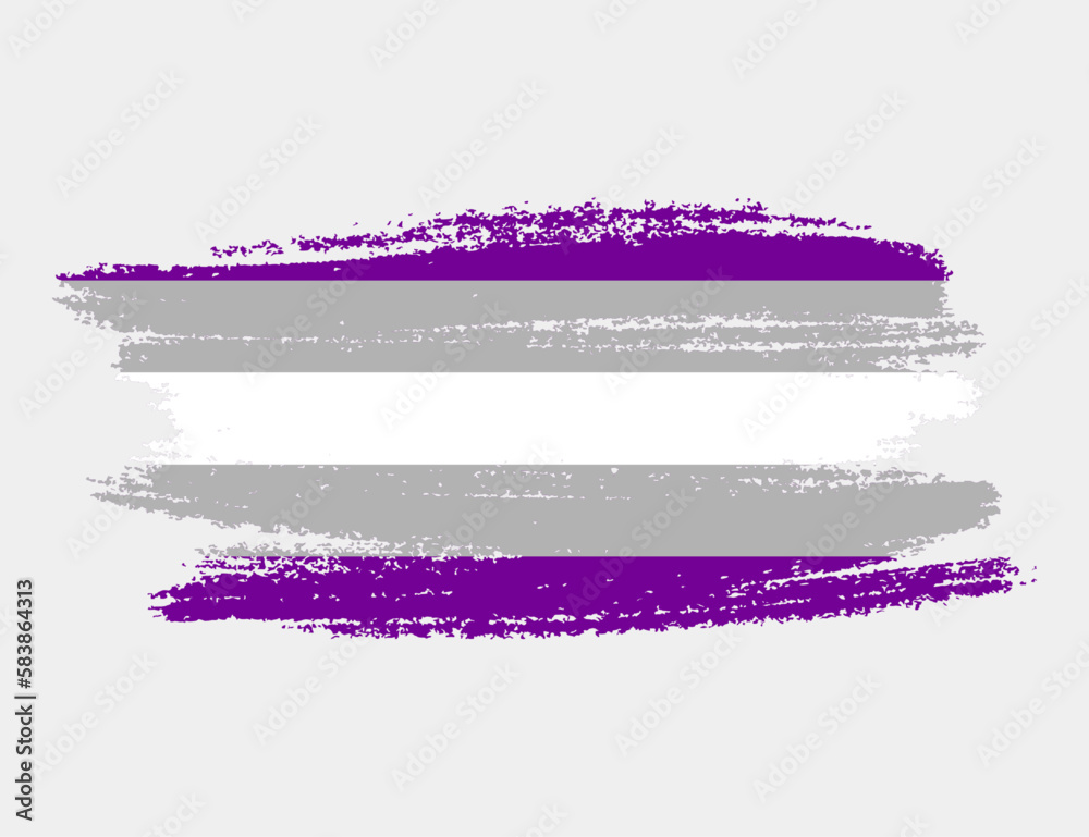 Grey Asexuality Flag painted with brush on white background. LGBT rights concept. Modern pride ...