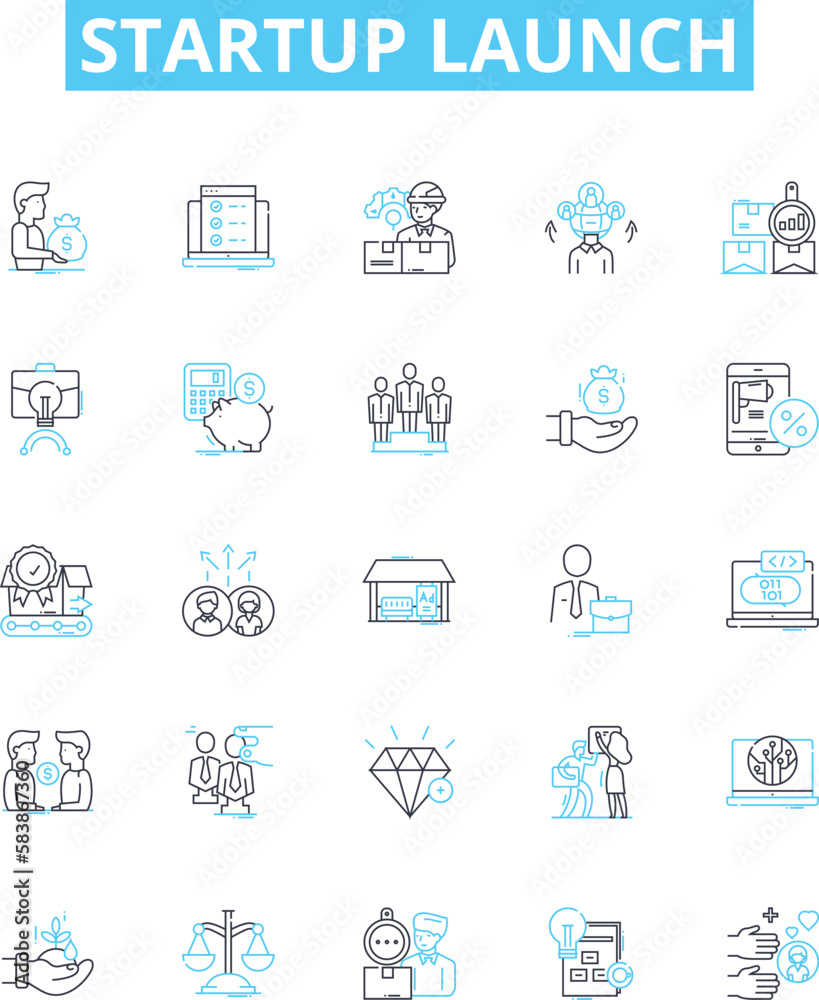 startup launch vector line icons set. Launch, Startup, Entrepreneur ...