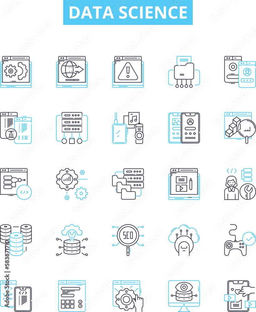 Data science vector line icons set. Data, Science, Mining, Analysis ...