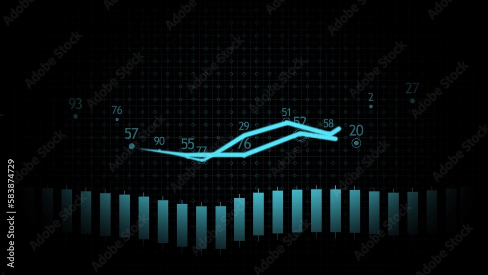 Japanese candlestick chart against the background of digital data ...