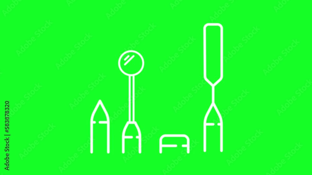 Animated dental tools loader. Simple white line loading icon. Loop HD ...