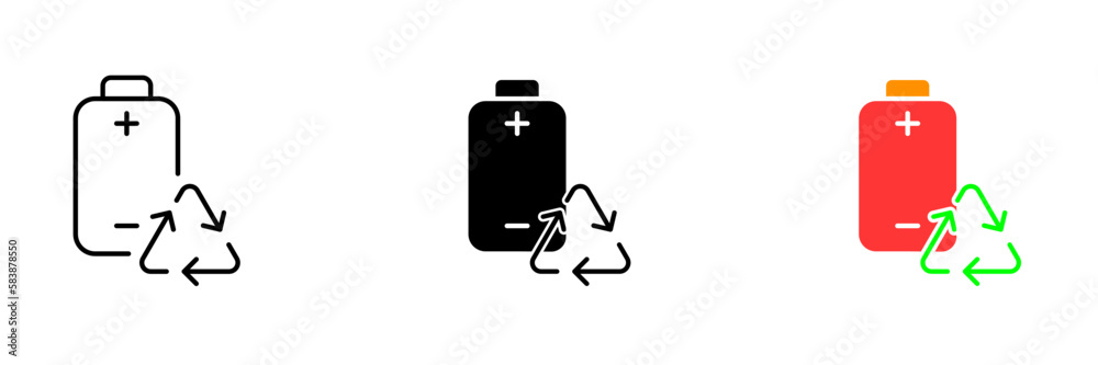 An illustration of a battery with a recycling icon, representing the ...